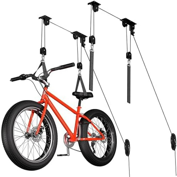 2 Pack Bike Hoist, Heavy Duty Ebike Lift Pulley System for Garage ...
