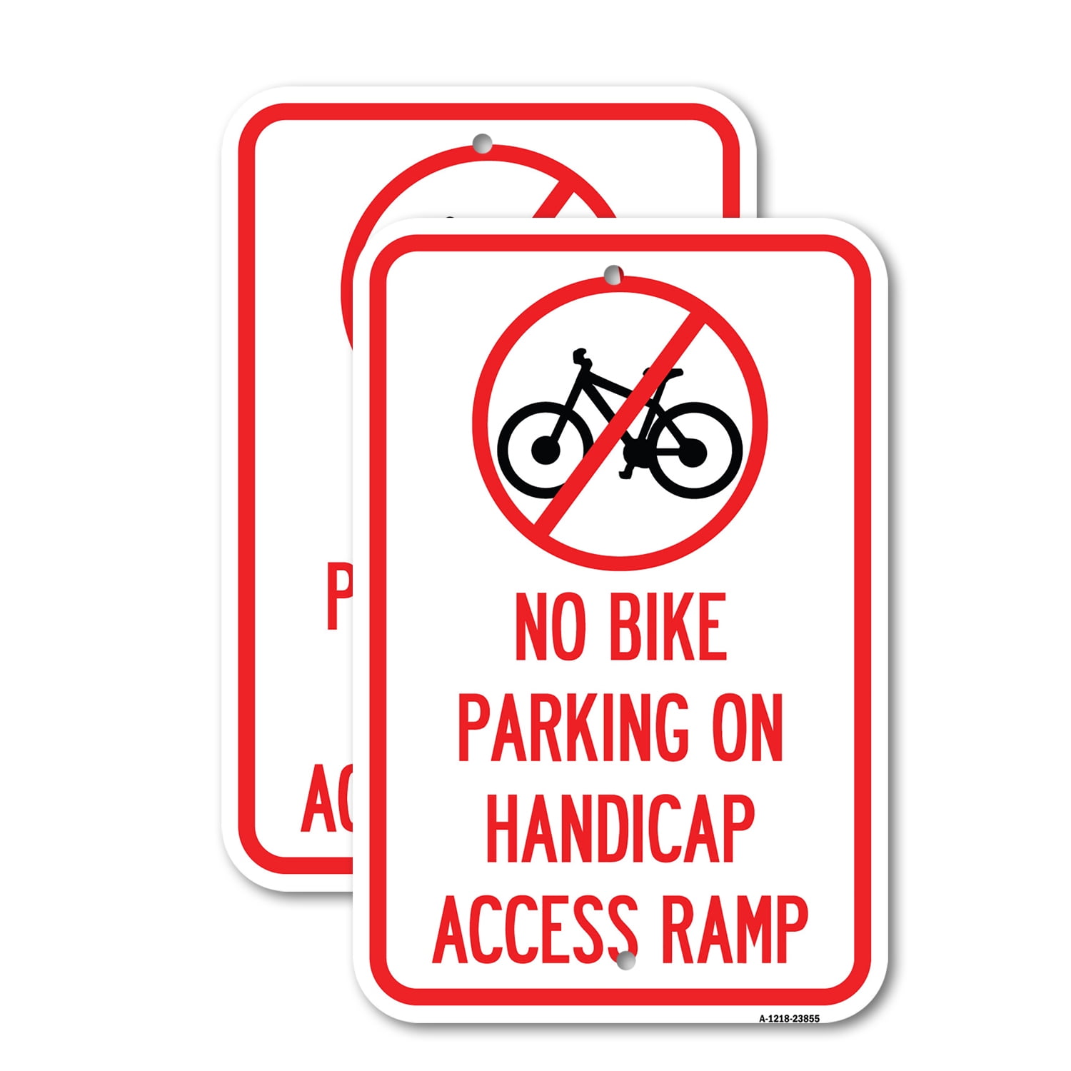 (2 Pack) No Bike Parking on Handicap Access Ramp | 12" X 18" Heavy ...