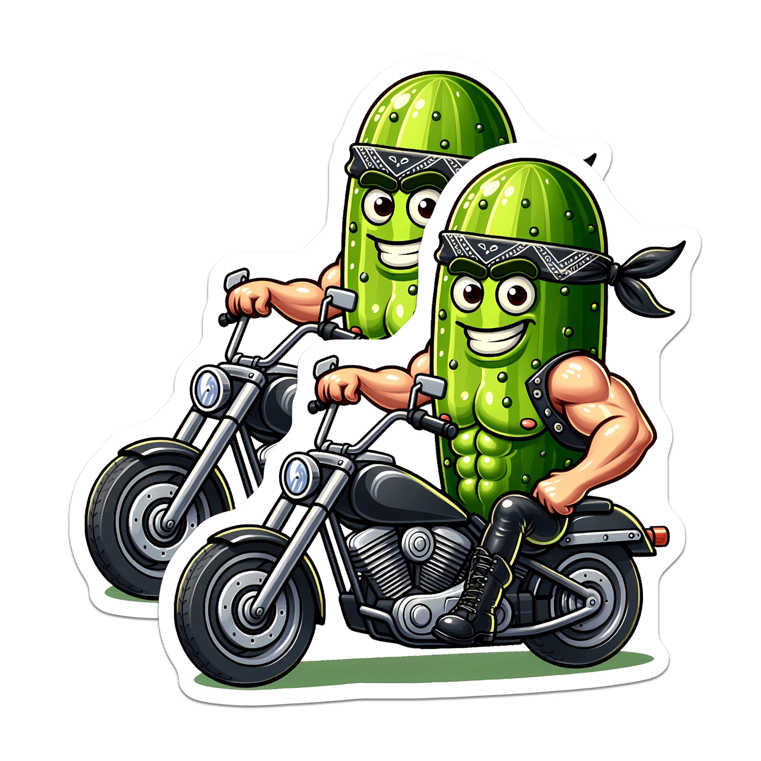(2 Pack) Biker Pickle Magnets - Muscular Motorcycle Rider Fridge Decor ...