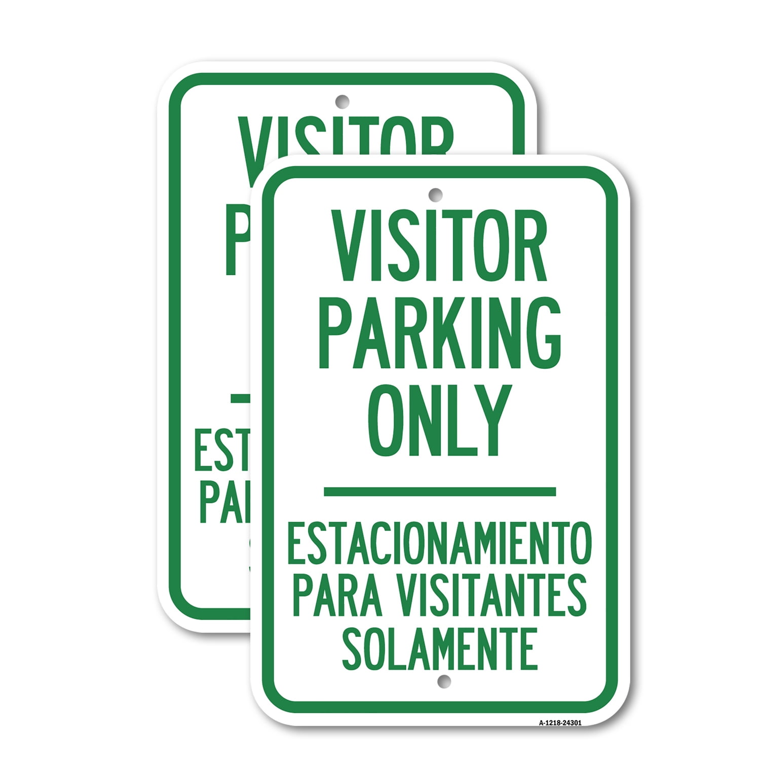 (2 Pack) Bilingual Reserved Parking Sign Visitor Parking Only ...