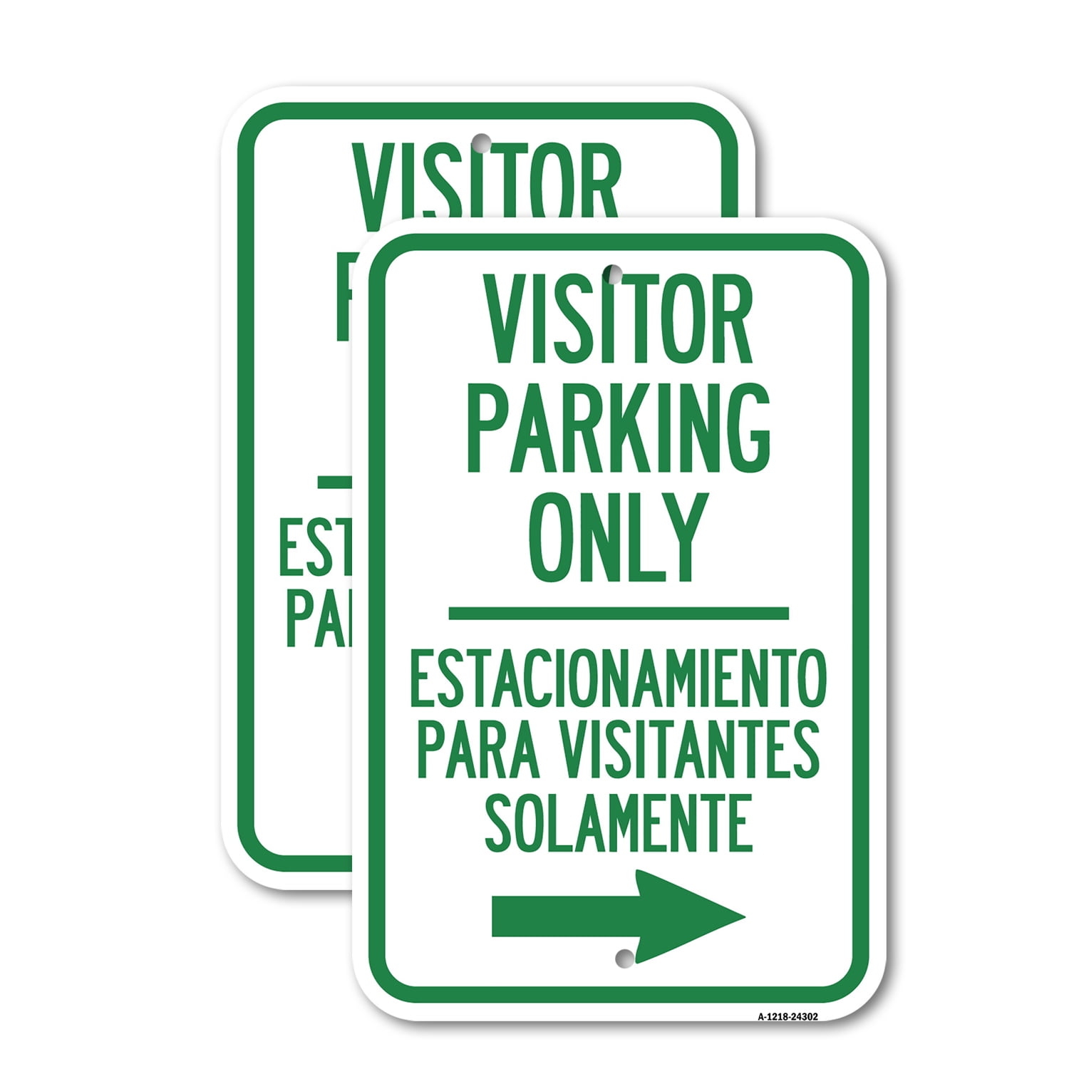 (2 Pack) Bilingual Reserved Parking Sign Visitor Parking Only ...
