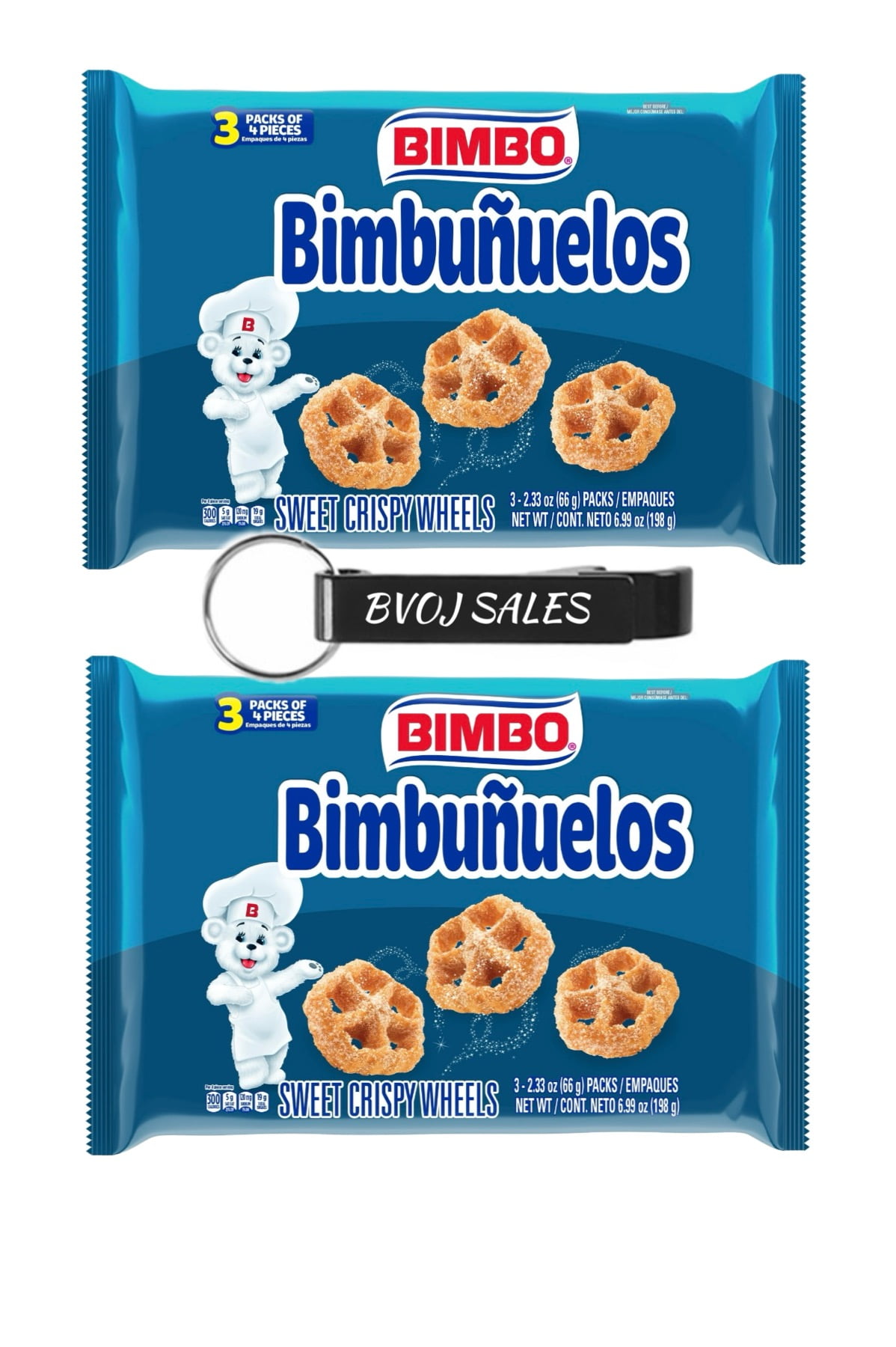 Bimbo Bimbunuelos Crispy Wheels Pastry, 3 Count, 6.99 oz Bag 2 Pack ...