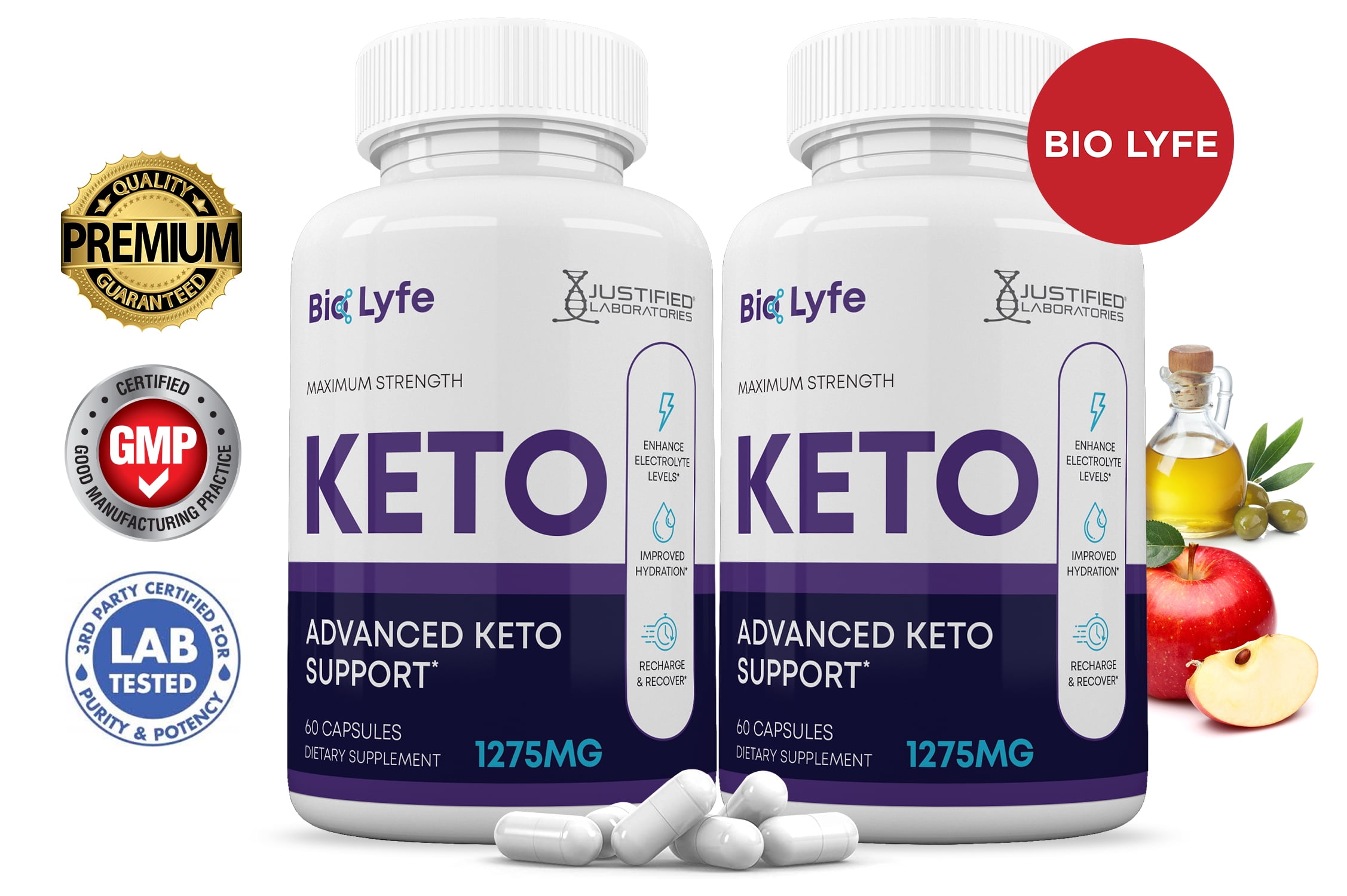 (2 Pack) Bio Lyfe ACV Pills 1275 MG Stronger Than Gummies Advanced Keto ...