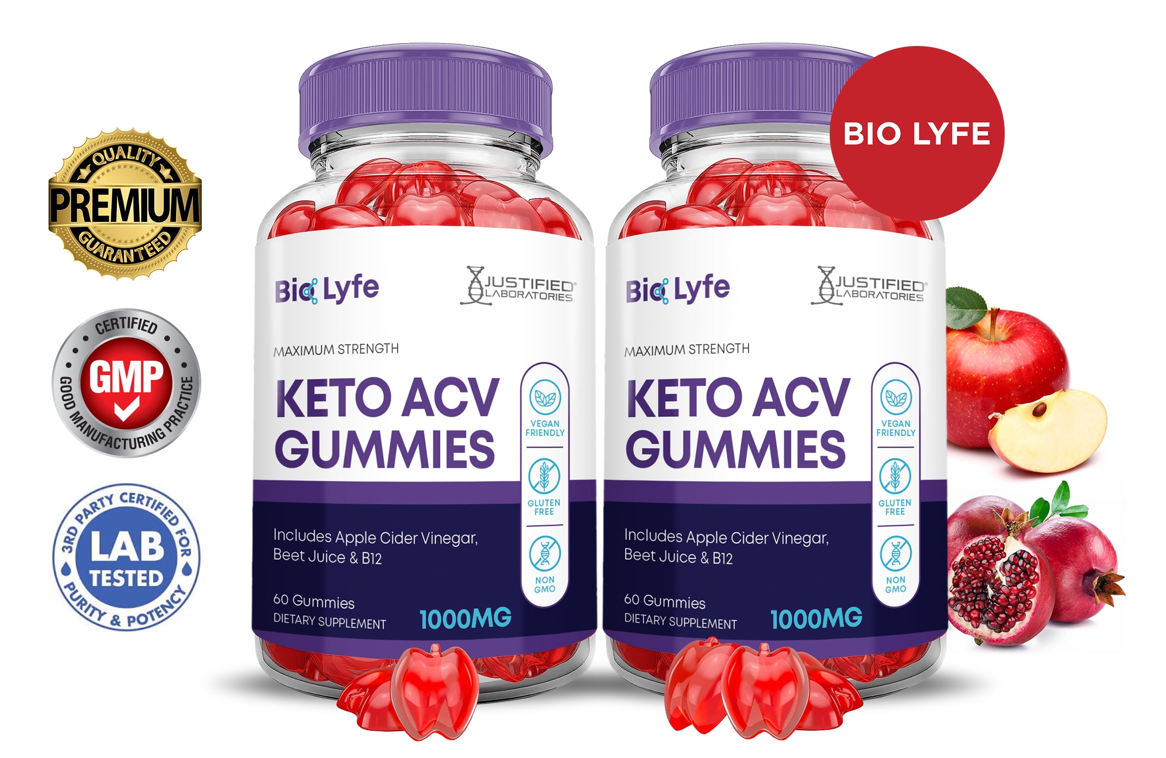 Bio Lyfe Super Health Keto ACV Gummies 1000MG Dietary Supplement (2 ...
