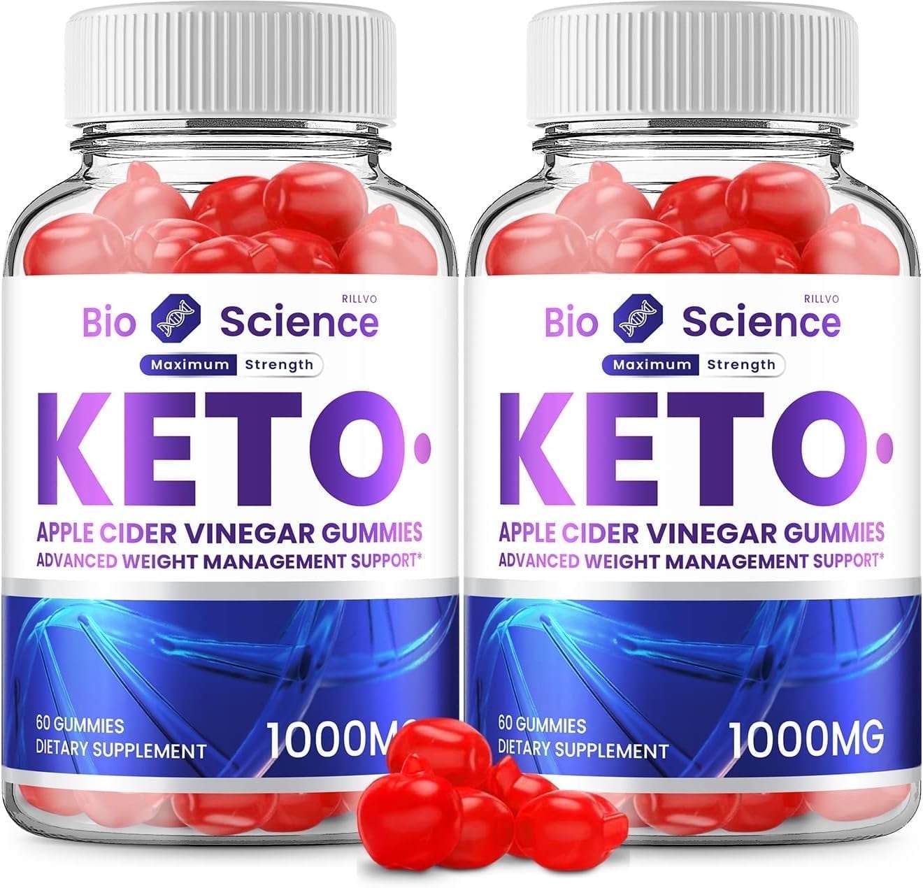 2 Pack Bio Science Keto ACV Gummies BioScience Advanced Formula Apple Cider Vinegar Keto Gummies ...