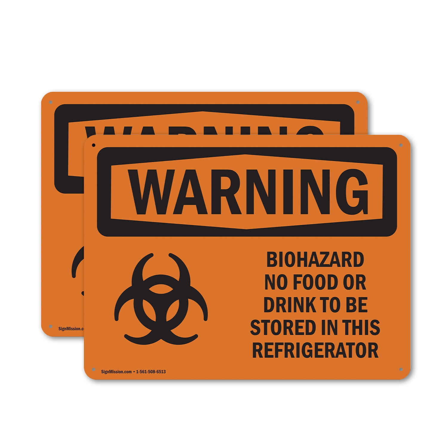 (2 Pack) Biohazard No Food Or Drink OSHA Warning Sign 24 Inch X 18 Inch ...