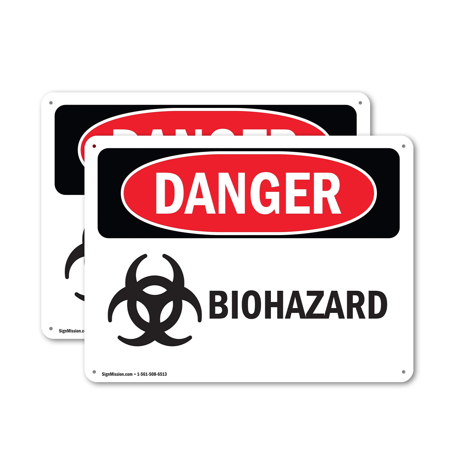 (2 Pack) Biohazard OSHA Danger Sign 18 Inch X 12 Inch Indoor / Outdoor ...