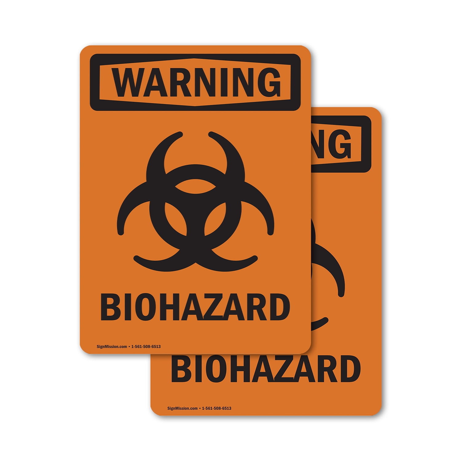 (2 Pack) Biohazard With Symbol OSHA Warning Sign 12 Inch X 18 Inch ...