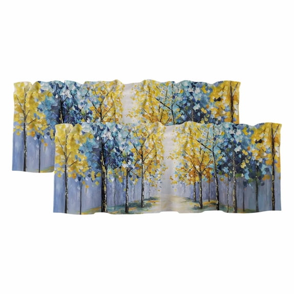 2 Pack Birch Trees Path Valance for Window Nature Leaves Forest ...