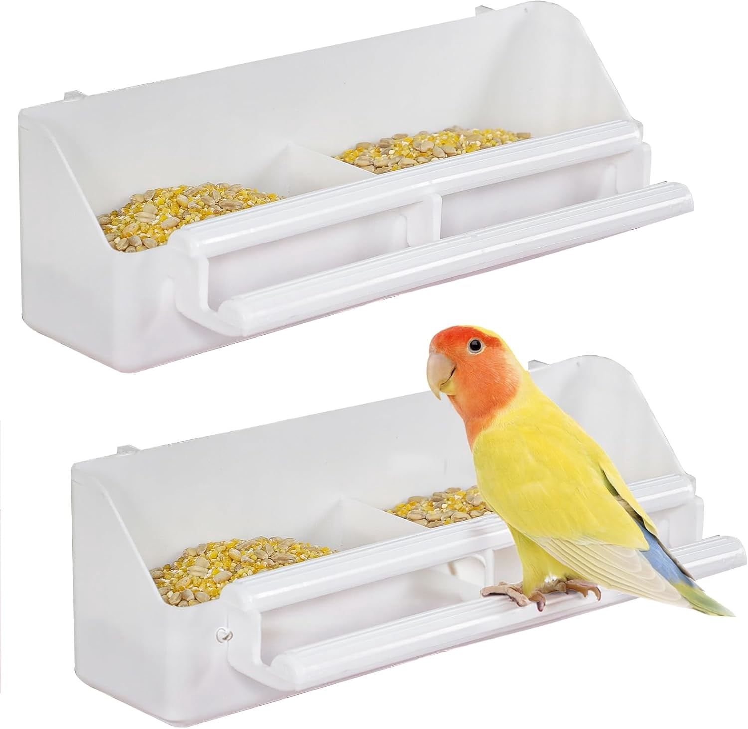 Pawfly 2 Pack Bird Feeder for Cage Hanging Plastic Feeder with Hooks ...