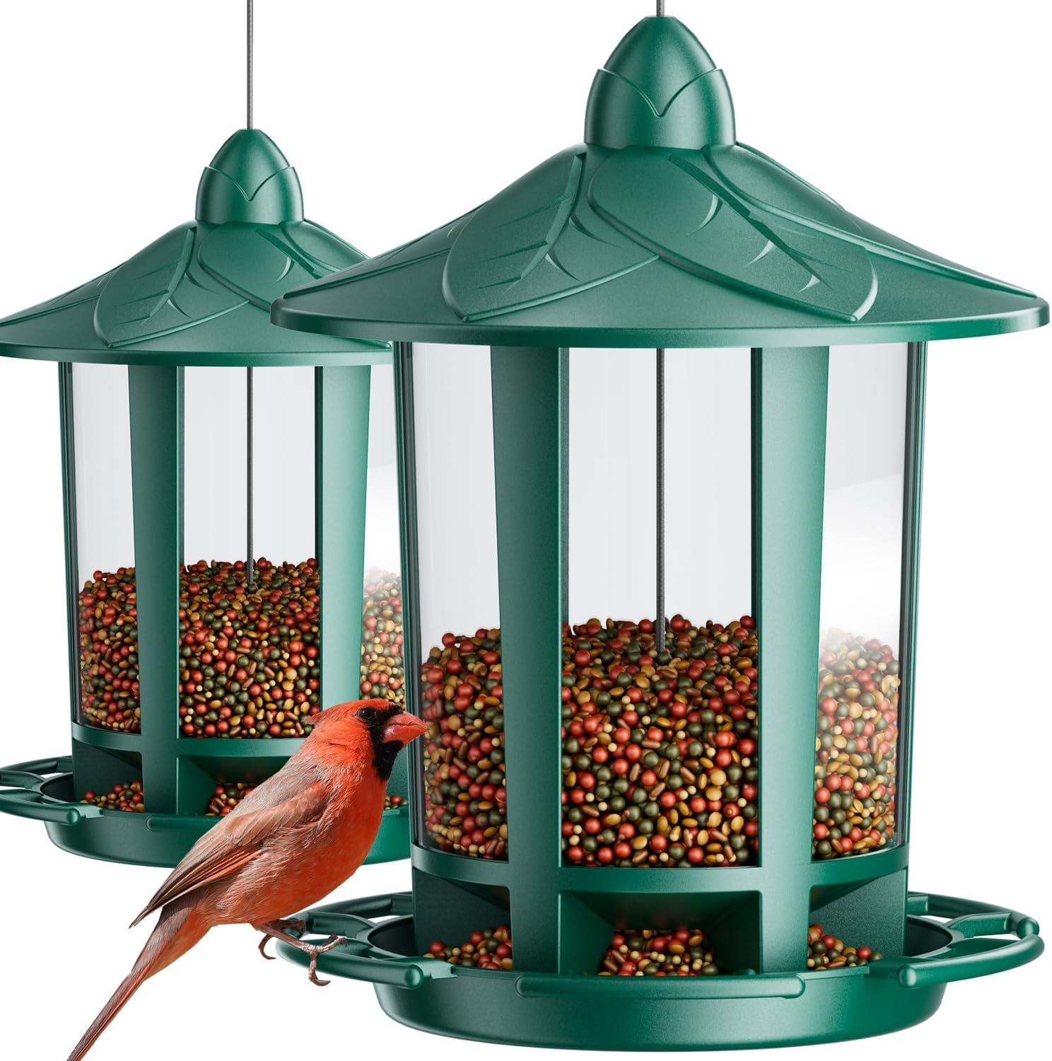 2 Pack Bird Feeders for Outdoor Hanging, Classic Castle Design Fun ...