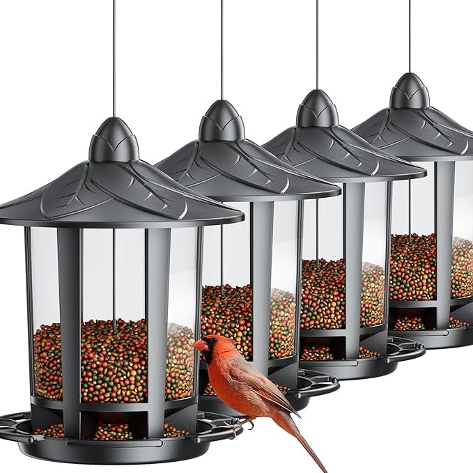 2 Pack Bird Feeders for Outdoor Hanging, Classic Castle Design Fun ...