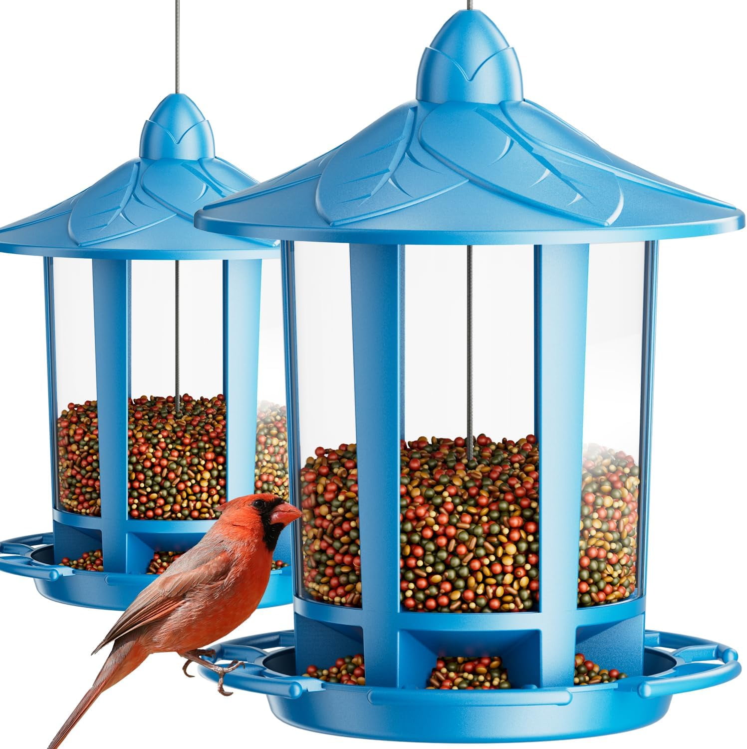 2 Pack Bird Feeders for Outdoor Hanging, Classic Castle Design Fun ...