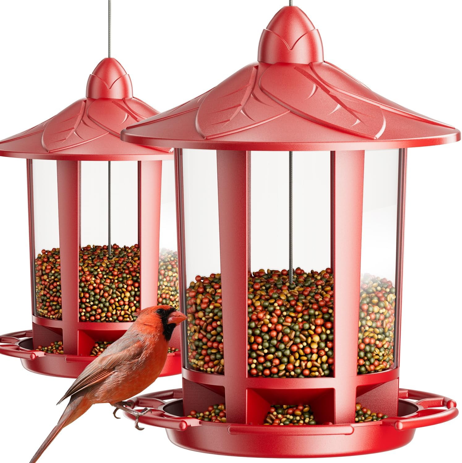 2 Pack Bird Feeders for Outdoor Hanging, Classic Castle Design Fun ...