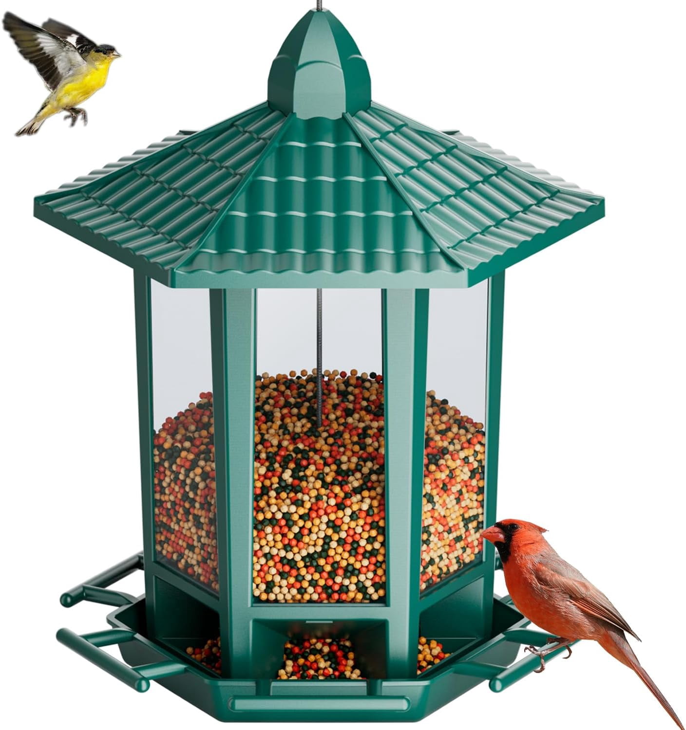 2 Pack Bird Feeders for Outdoor Hanging, Retro Pagoda Design Fun ...
