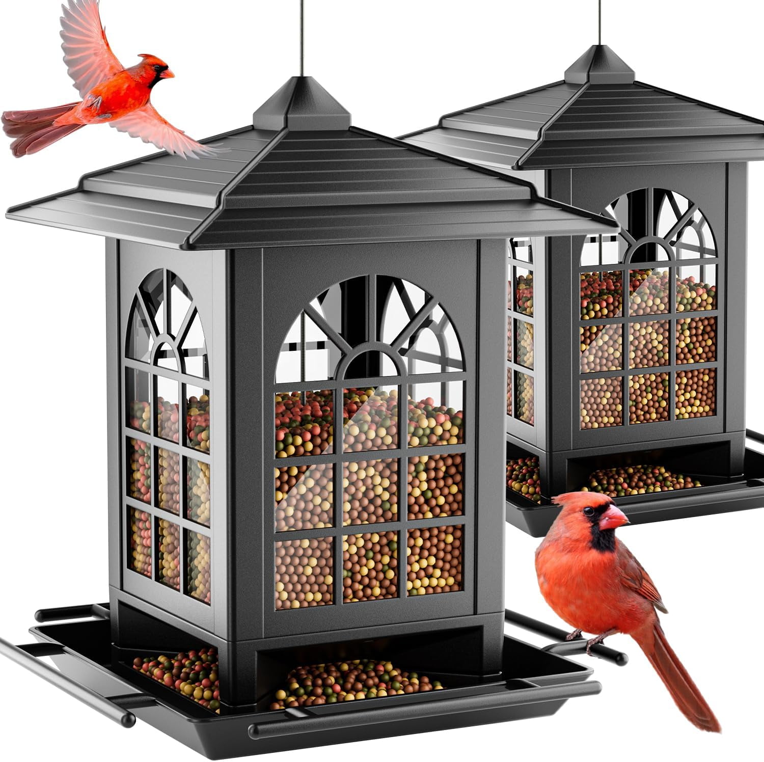 2 Pack Bird Feeders for Outdoors Hanging - 7LB Total Capacity Classic ...