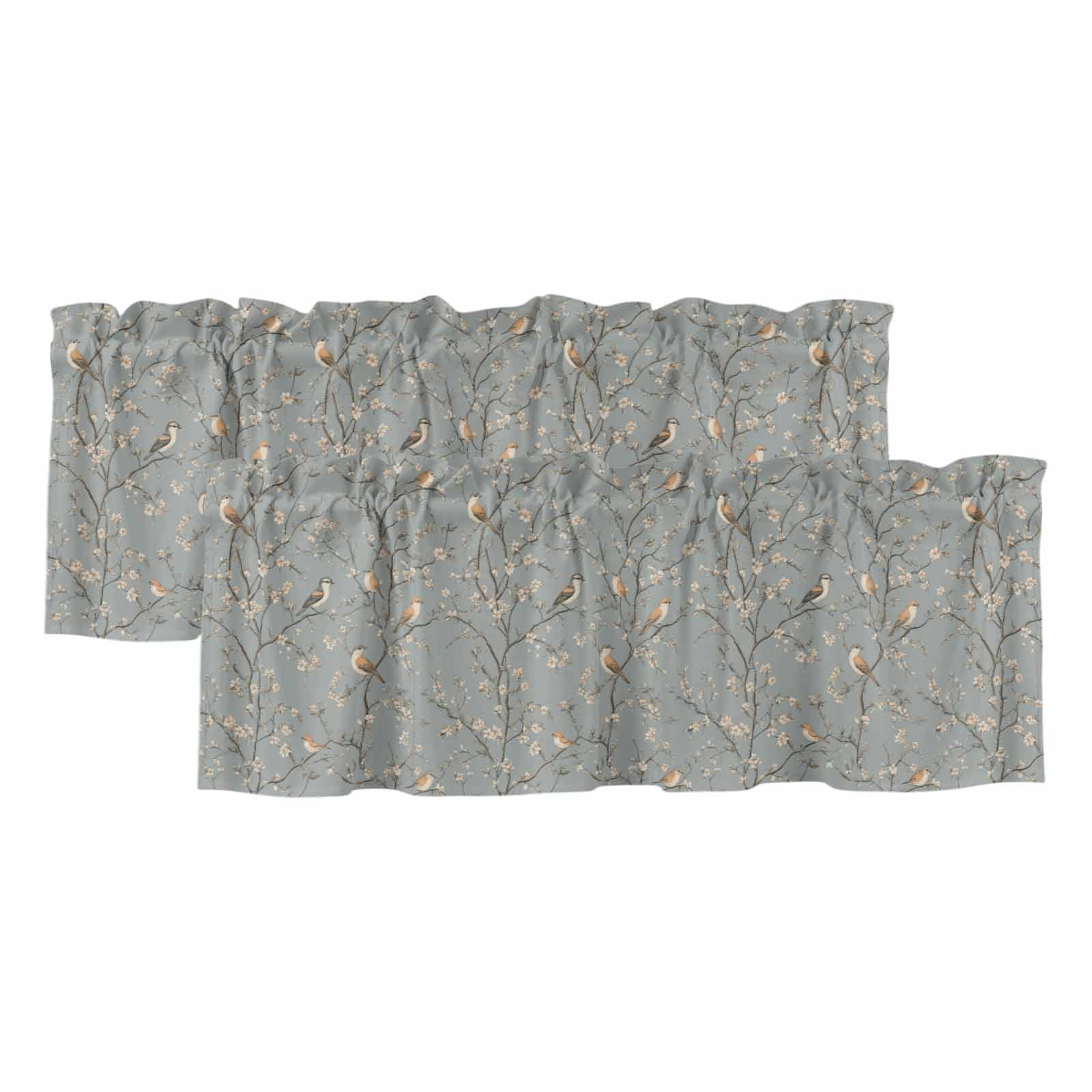 2 Pack Bird Flowers Valance for Window Branch Vintage Retro Kitchen ...