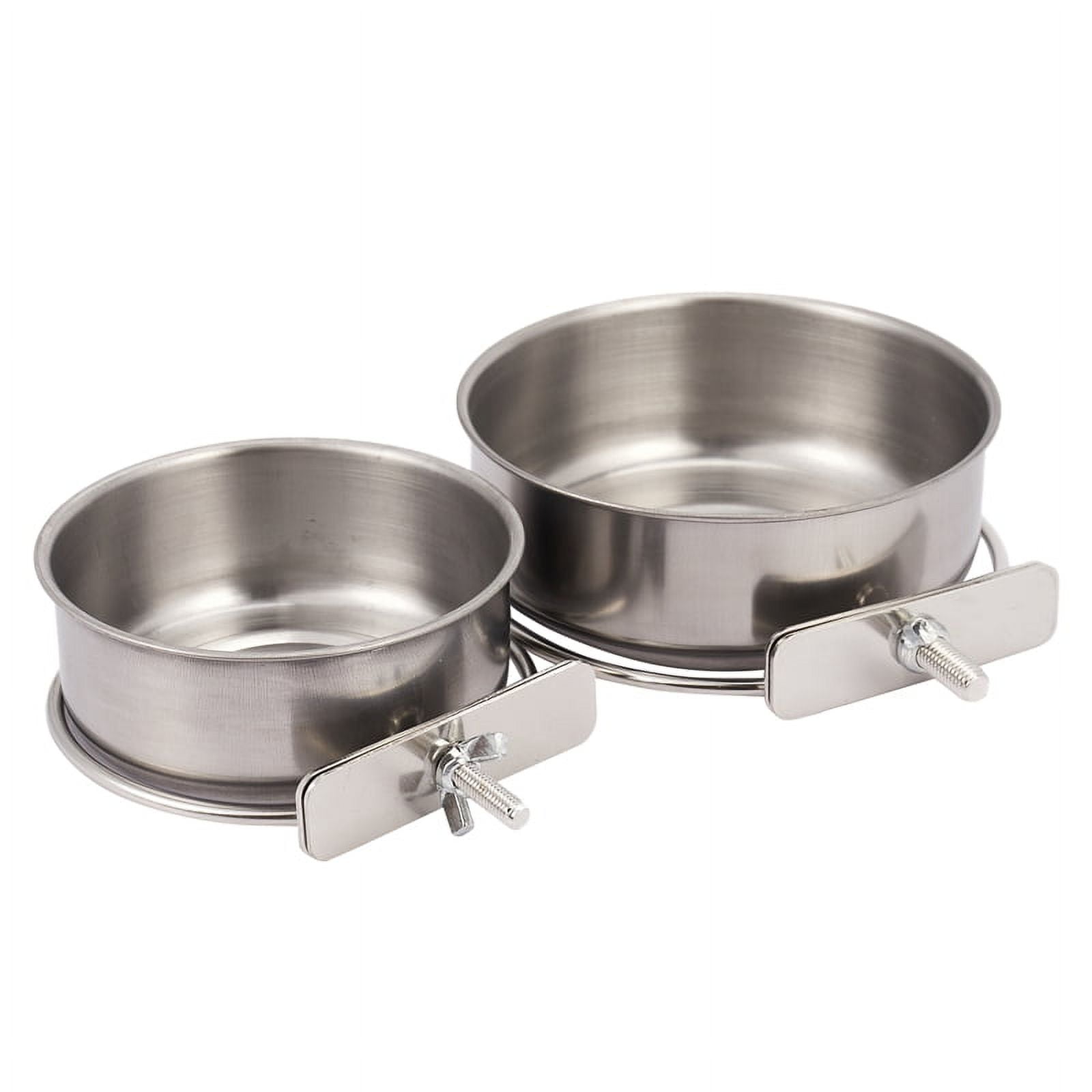 2-Pack Bird Parrot Feeding Cups with Clamp Stainless Steel Food Water ...