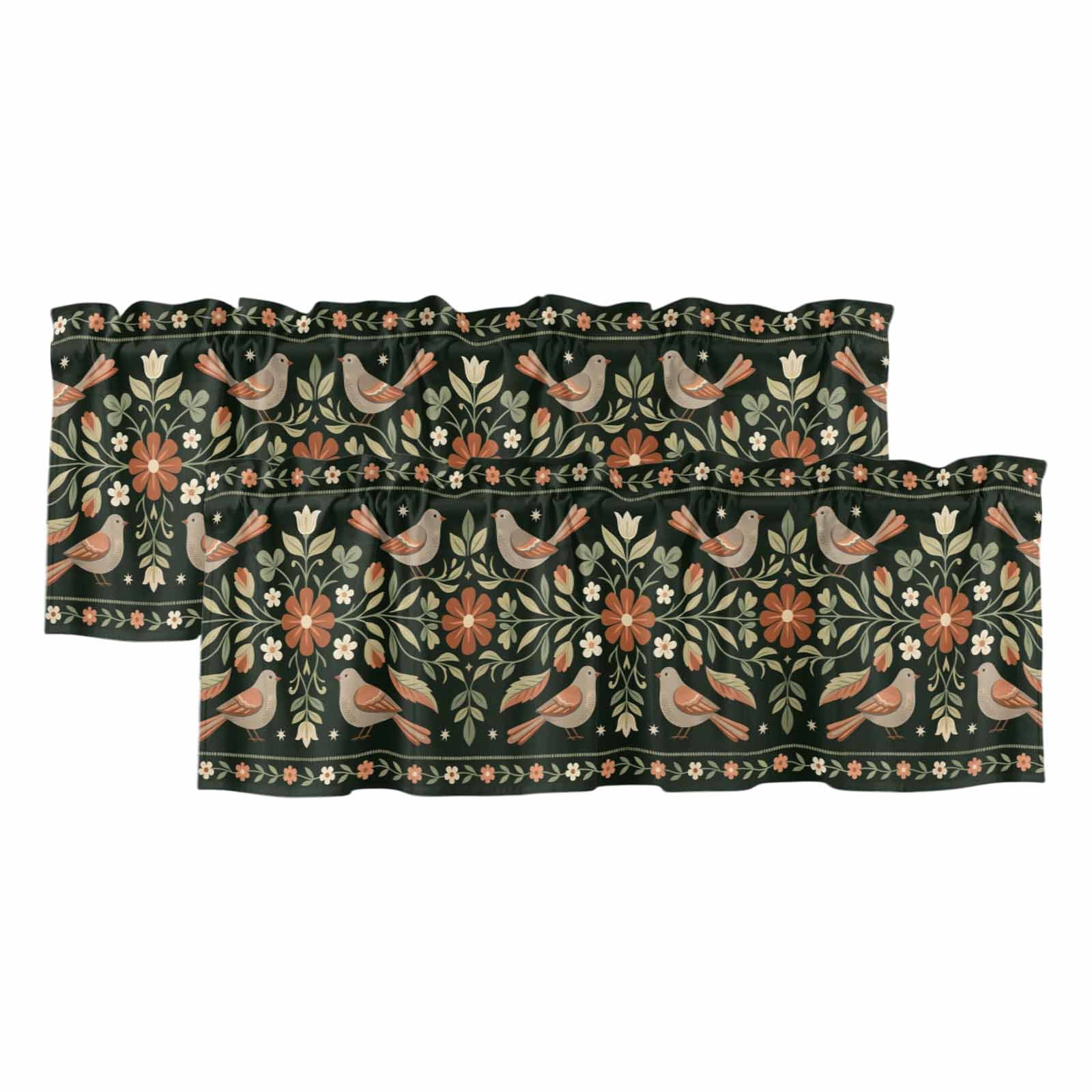 2 Pack Birds Floral Valances for Windows Bedroom Living Room Window ...