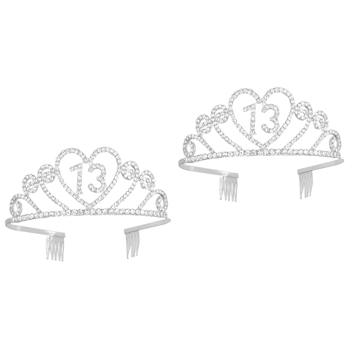 2 Pack Birthday Tiara Headband Diamond Headpiece Charming Crown ...