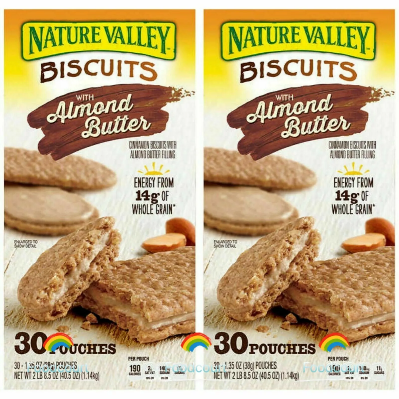 2 Pack Biscuits with Almond Butter, 30 Biscuits per Pack (40.5 oz Each ...