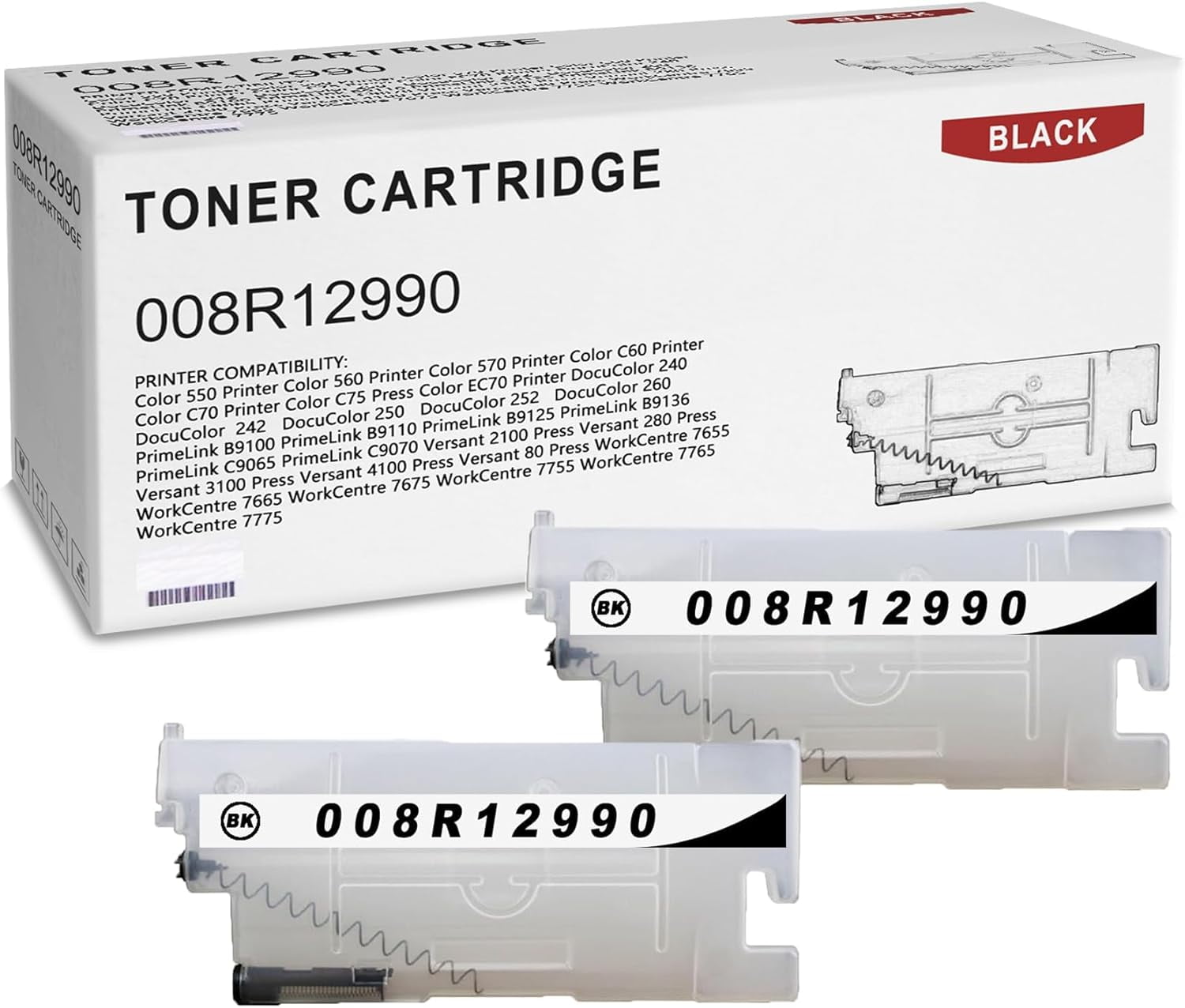 2-Pack Black 008R12990 High Yield Waste Toner Compatible for 008R12990 ...