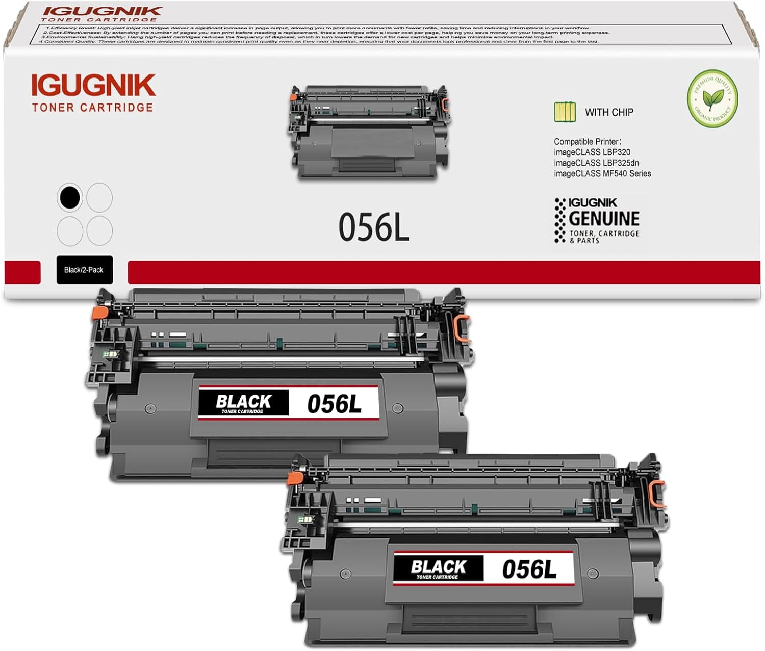 2-Pack Black 056L 3006C001 Toner Cartridges(with chip), Replacement for ...