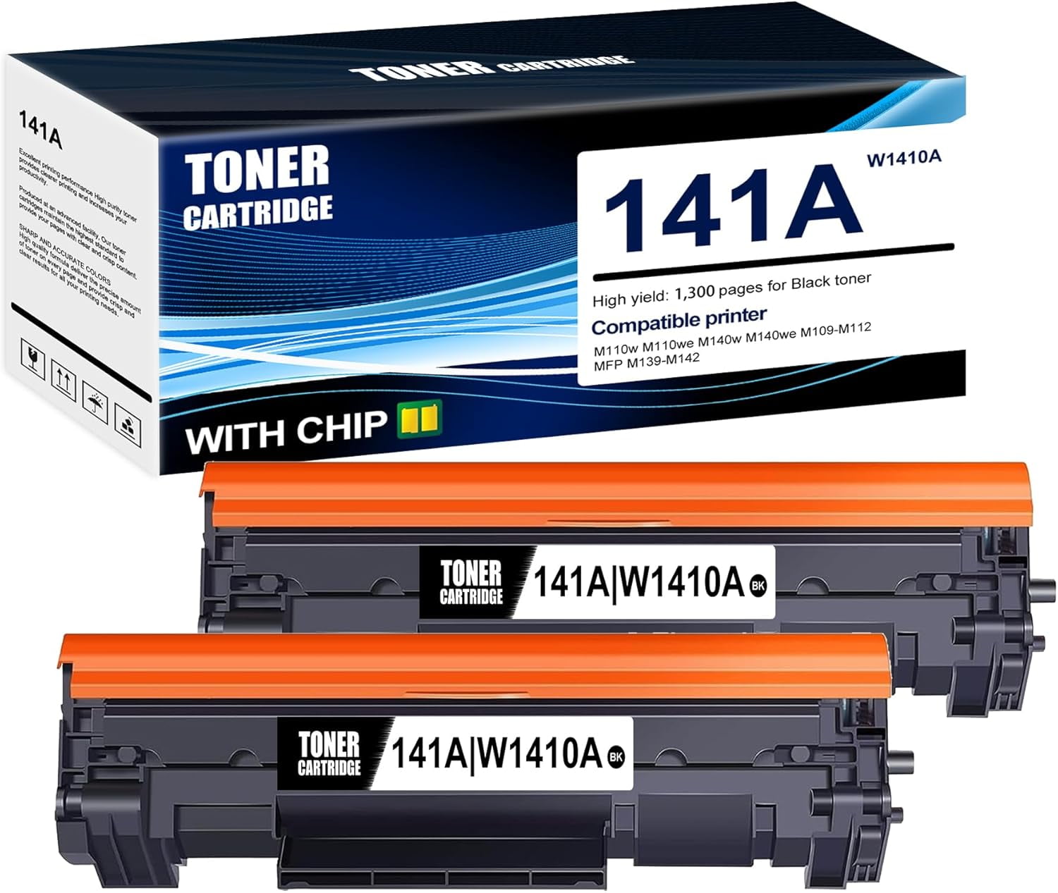 2-Pack Black 141A W1410A Toner Cartridge: Compatible 141A W1410A ...