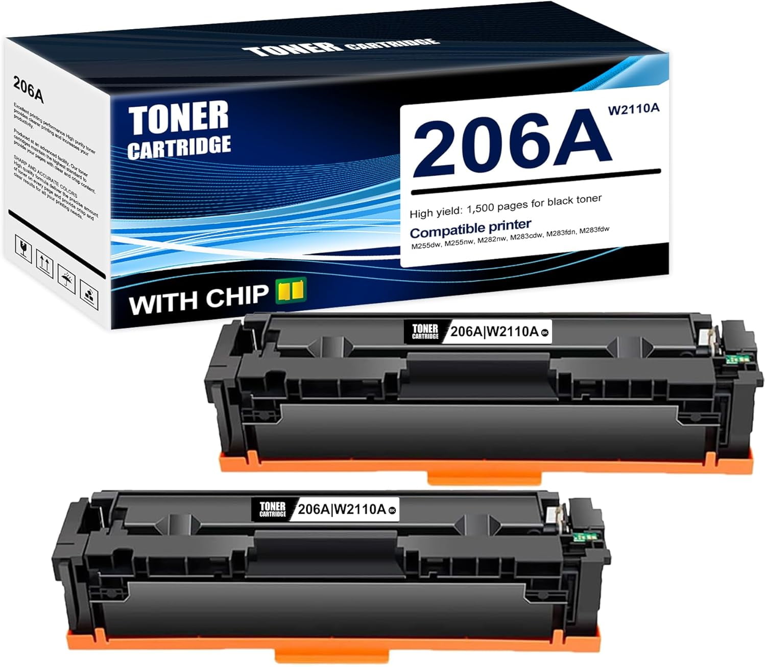 2-Pack Black 206A W2110A Toner Cartridge: Compatible 206A W2110A ...