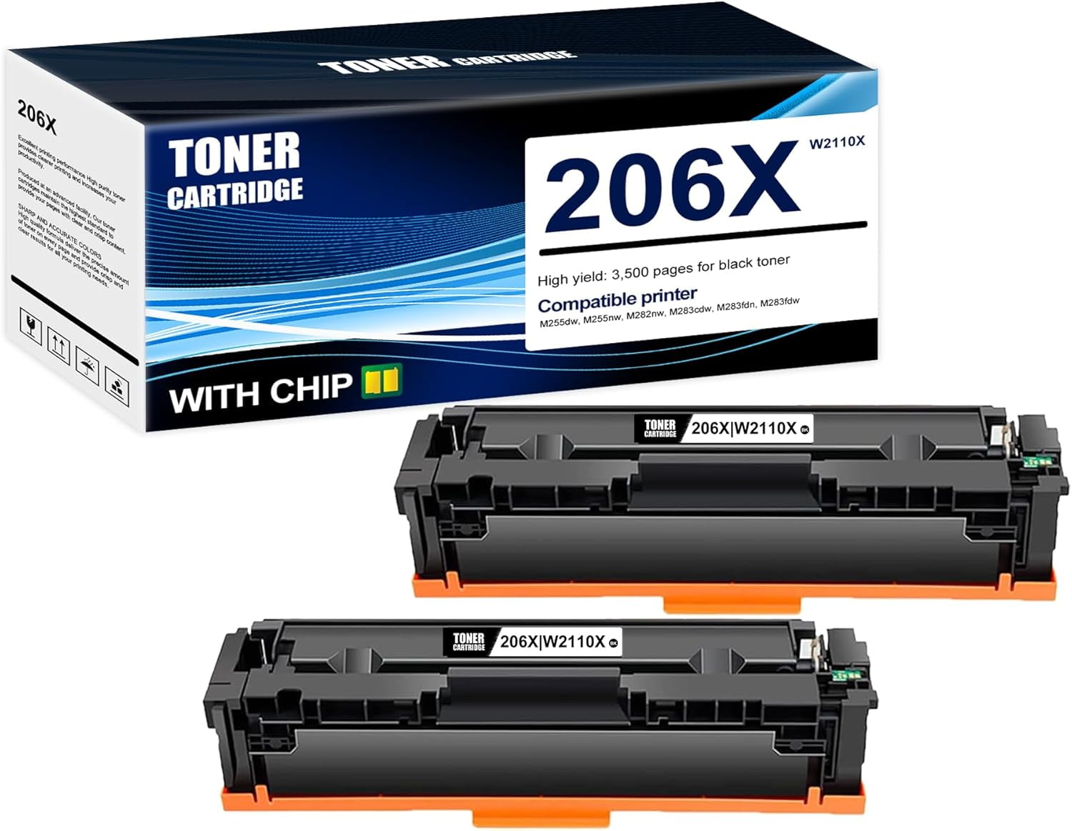 2-Pack Black 206X W2110X Toner Cartridge: Compatible 206X W2110X ...