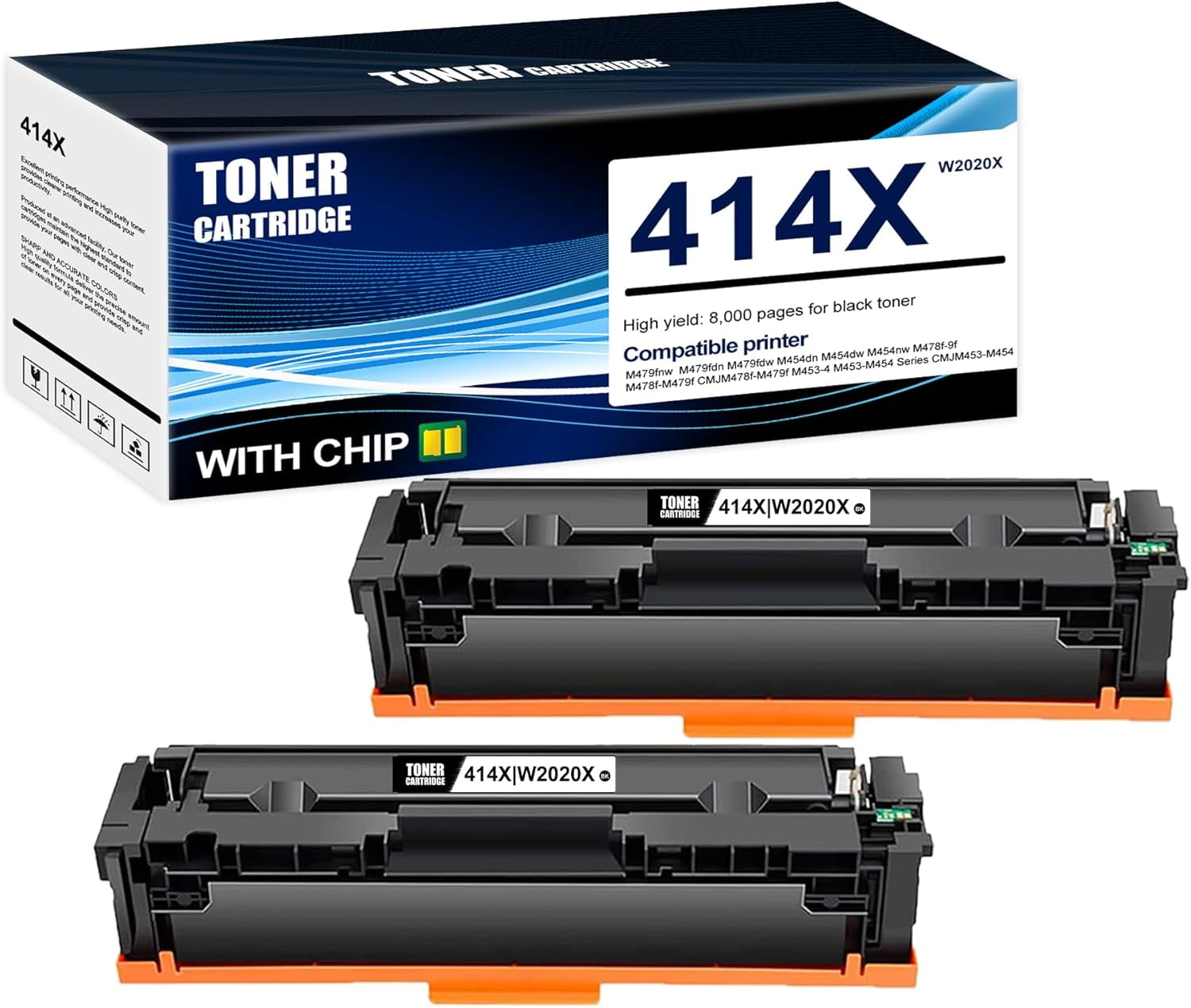2-Pack Black 414X W2020X Toner Cartridge: Compatible 414X W2020X ...