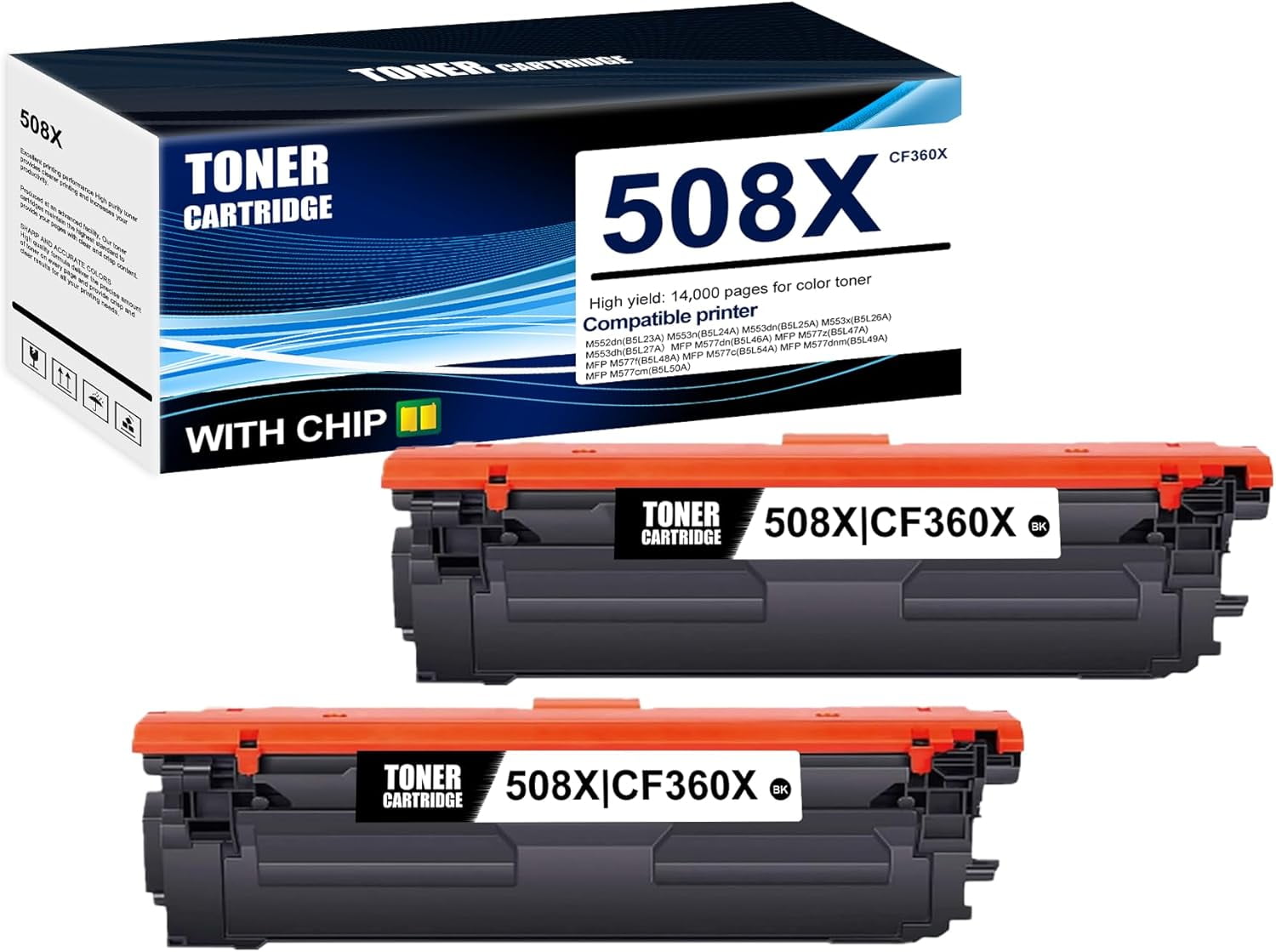 2-Pack Black 508X CF360X Toner Cartridge: Compatible 508X CF360X ...