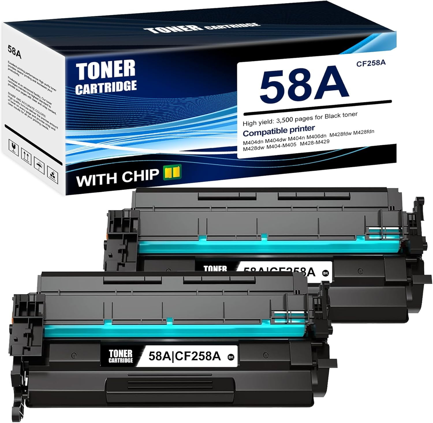2-Pack Black 58A CF258A Toner Cartridge: Compatible 58A CF258A ...
