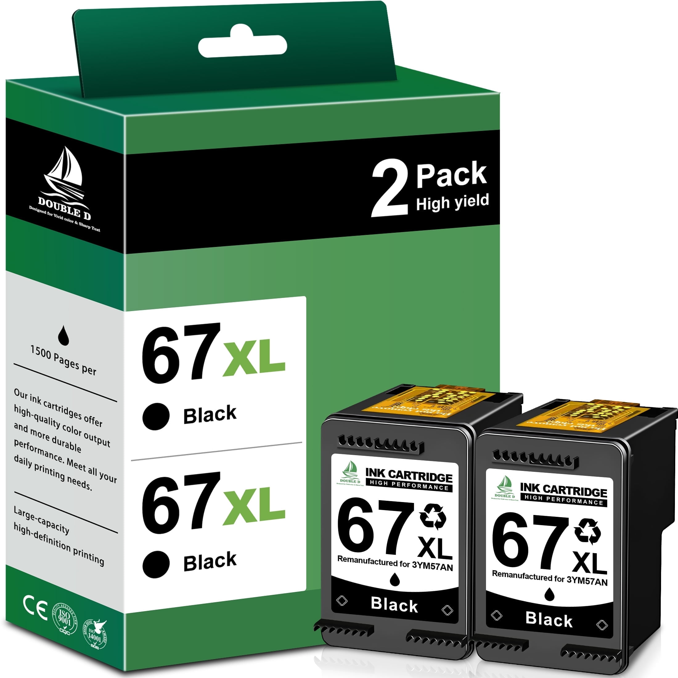67XL Ink Cartridges Compatible for HP 67 Black Ink Cartridge for ...