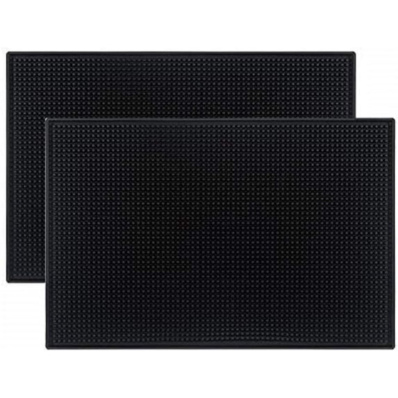 2-Pack Black Bar Mat, 18"x12" Rubber Non-Slip Dish Drying Mat for ...