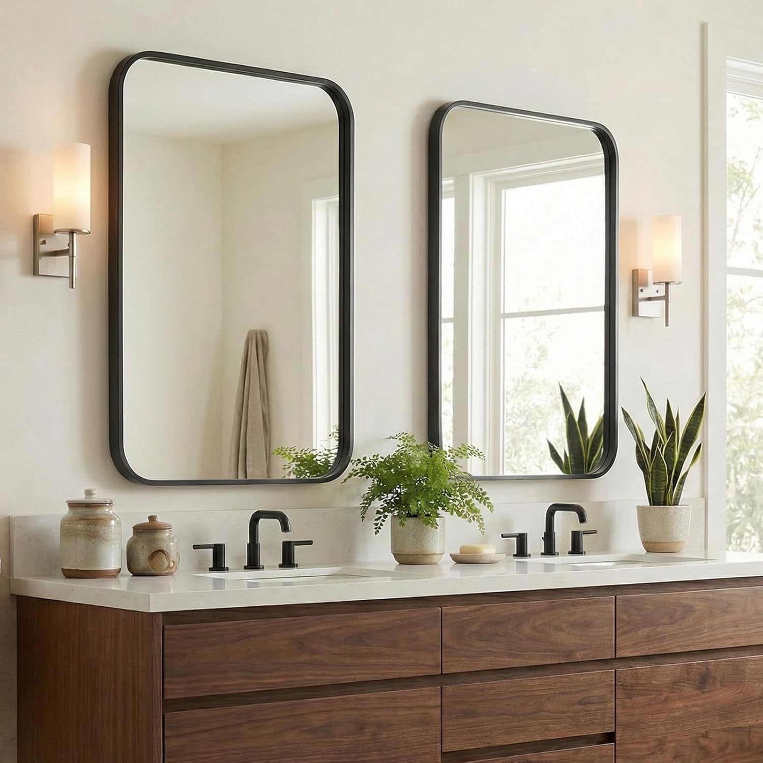 2-Pack Black Bathroom Mirror for Over Sink, 22"x30" Rectangular Wall ...