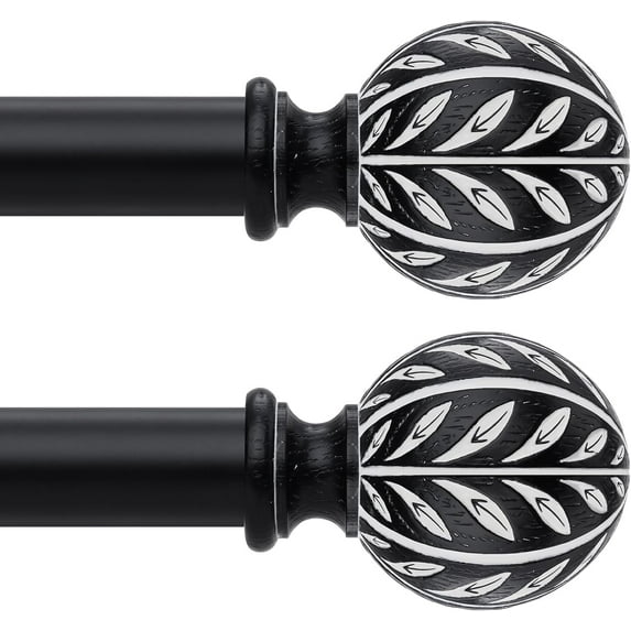 2 Pack Black Boho Curtain Rods - 1 Inch Adjustable Heavy Duty Rustic ...
