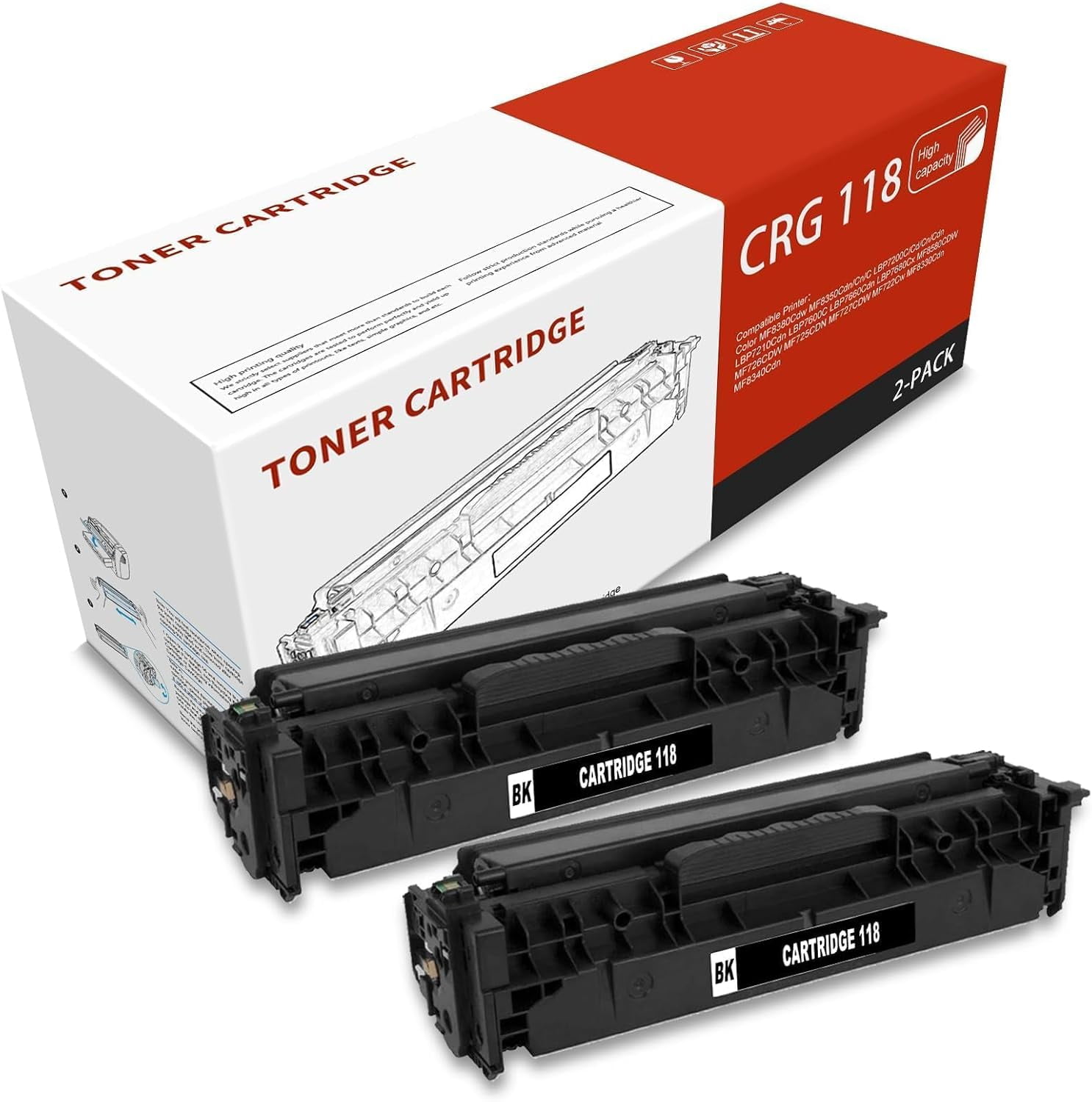 2-Pack Black CRG 118 High Yield Toner Cartridge Compatible for CRG 118 ...