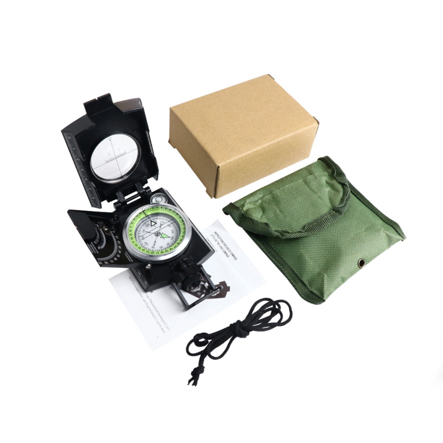 2 Pack,Black,Camping Survival Compass Glow in The Dark Military Compass ...