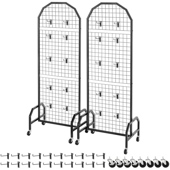 2 Pack Black Carbon Steel Grid Wall Panels, 1.9' x 5.4' Each with ...