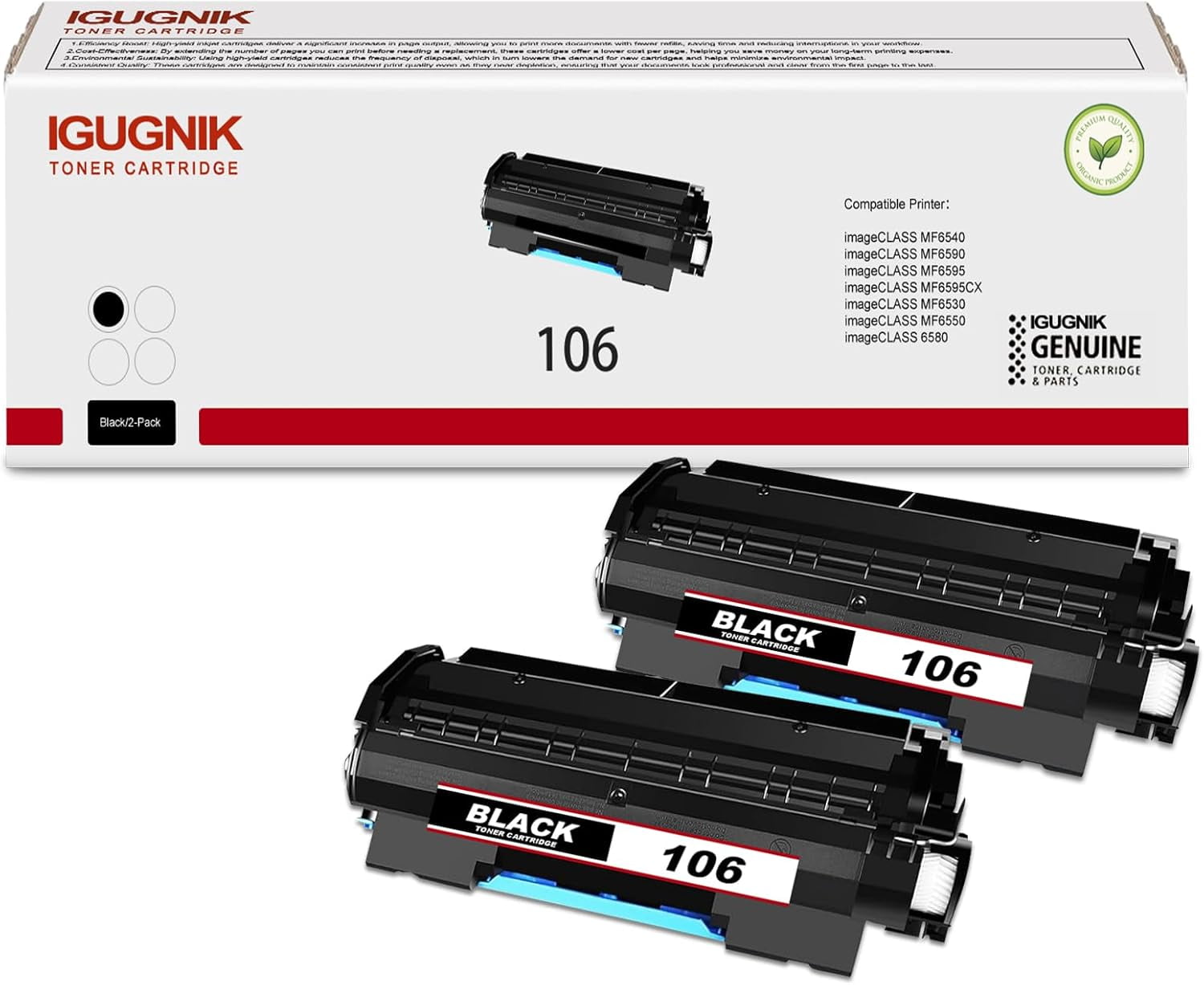 2-Pack Black Cartridge 106 Toner Cartridges, Replacement for Canon ...