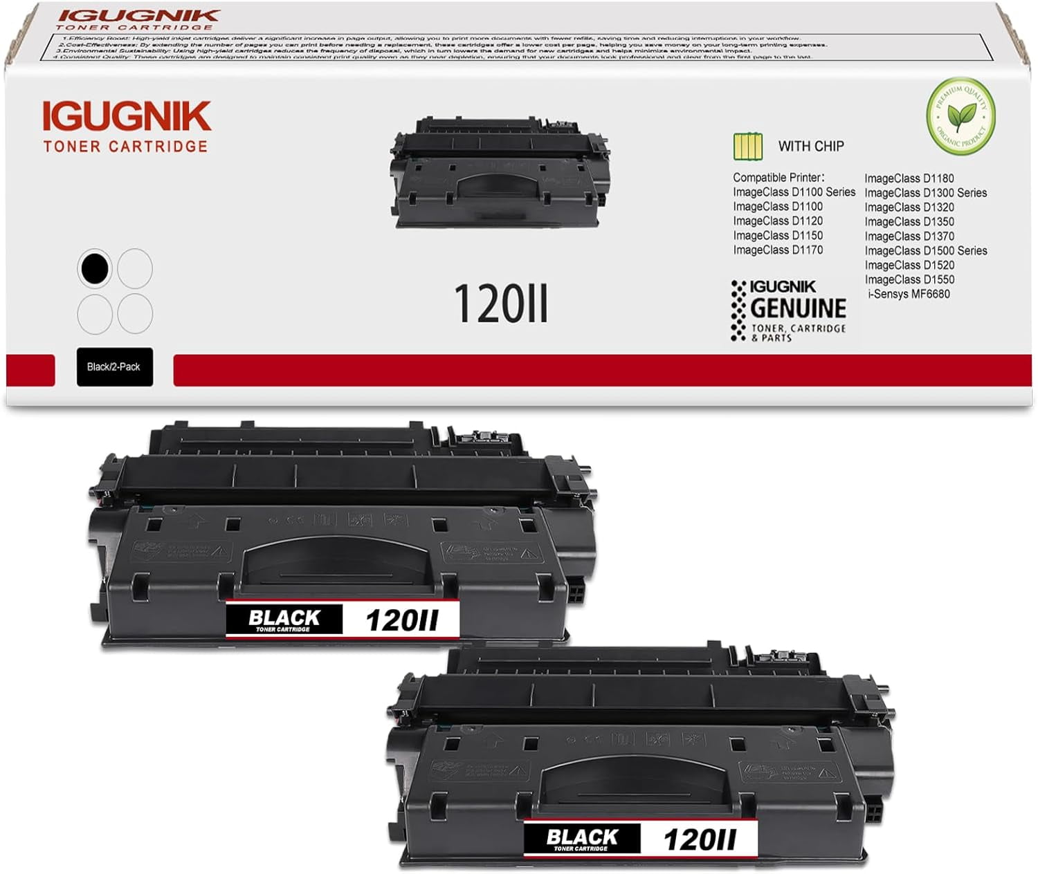 2-Pack Black Cartridge 120II Toner Cartridges, Replacement for Canon ...