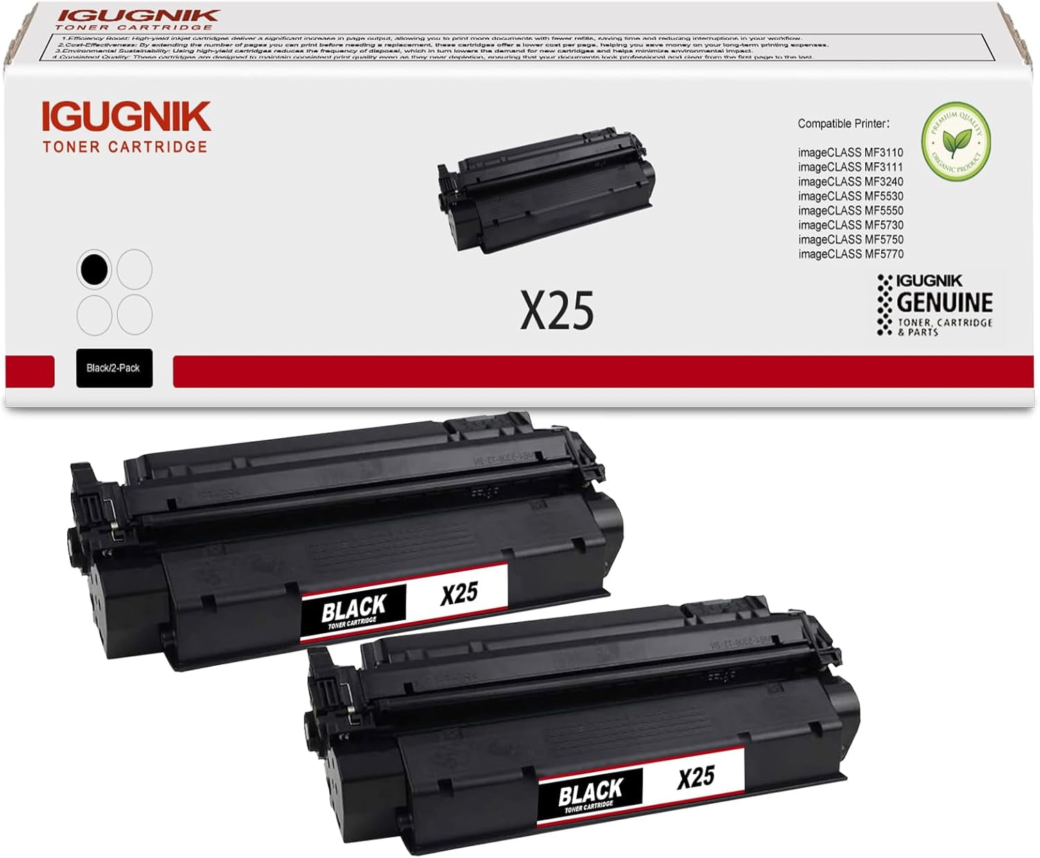 2-Pack Black Cartridge X25 Toner Cartridges, Replacement for Canon ...