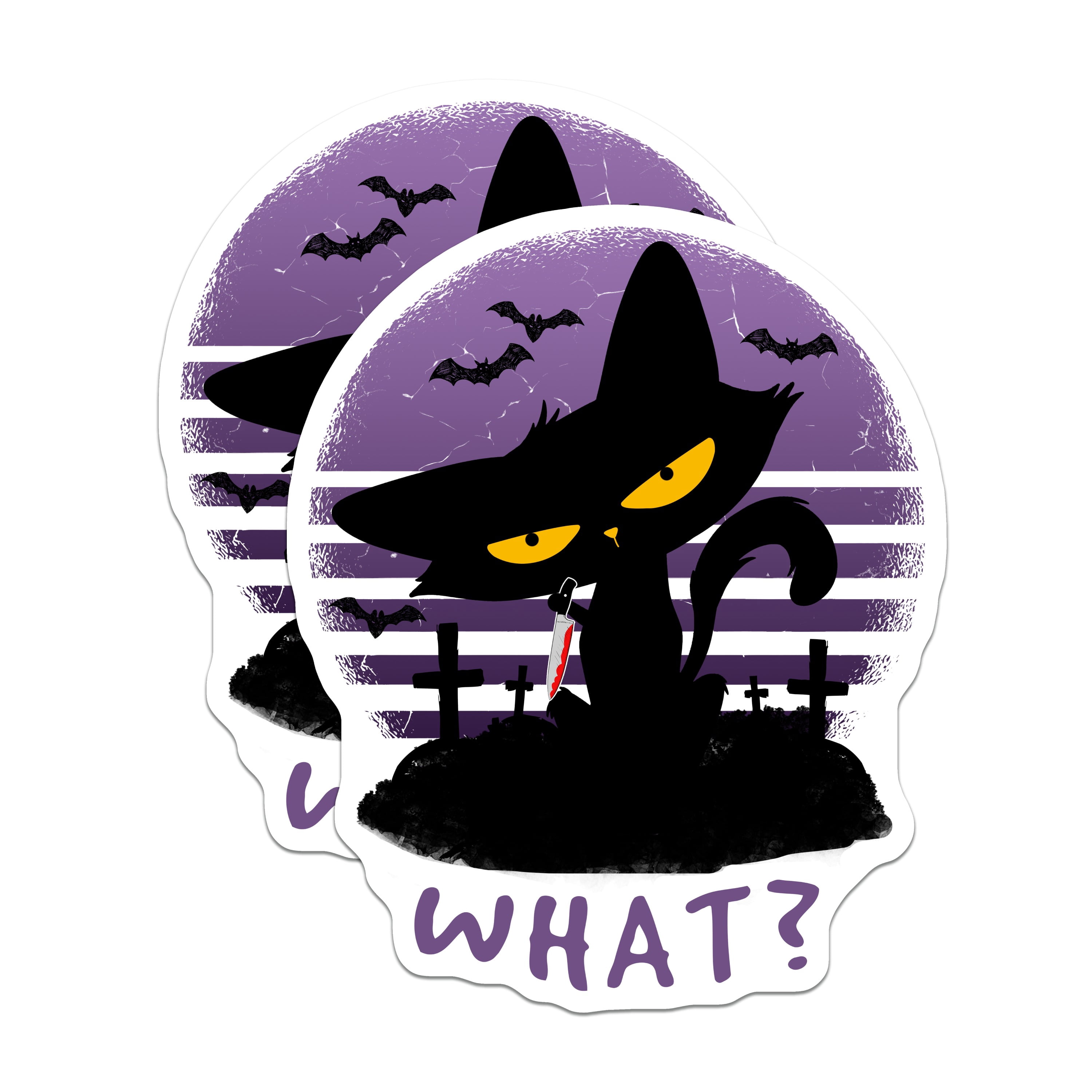 (2 Pack) Black Cat Magnets - Funny What Cat - Halloween Spooky Kitchen ...