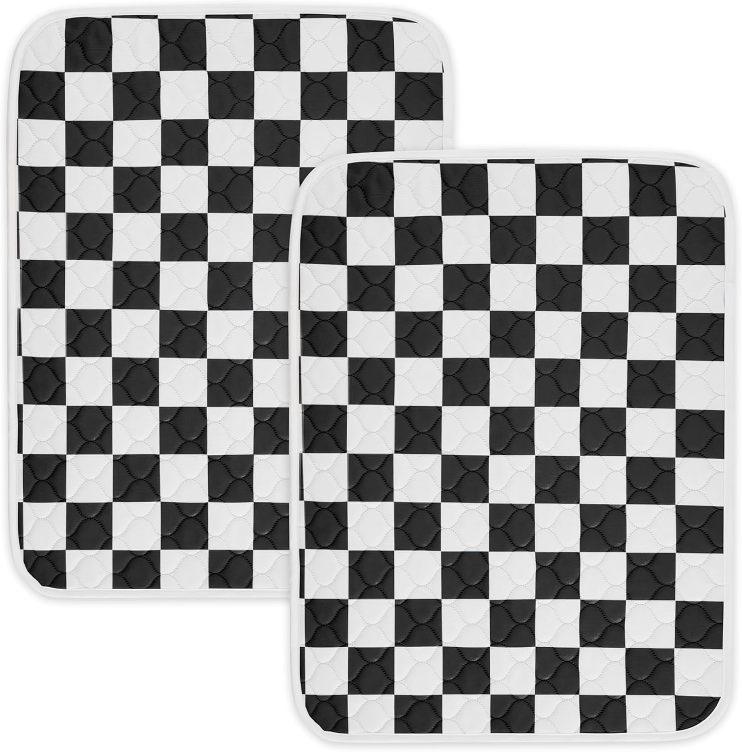 2 Pack Black Checkered Washable Pee Pads for Dogs, Checkered Reusable ...