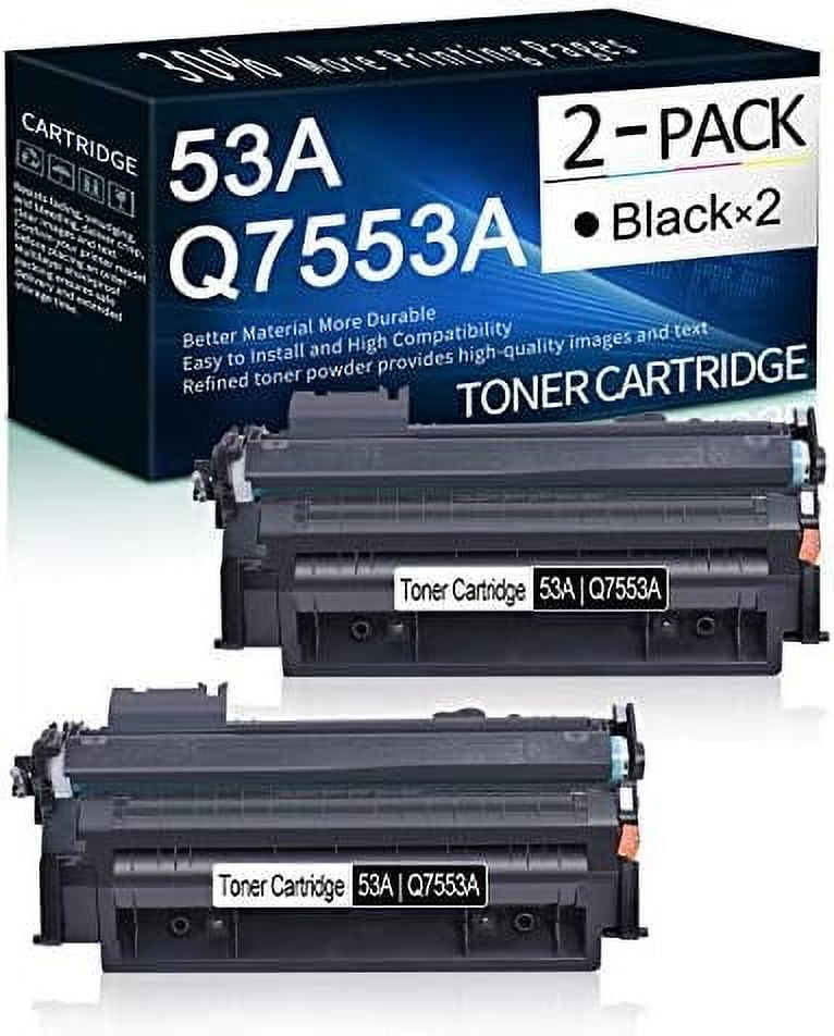 2 Pack Black Compatible 53A | Q7553A Toner Cartridge Replacement for HP ...