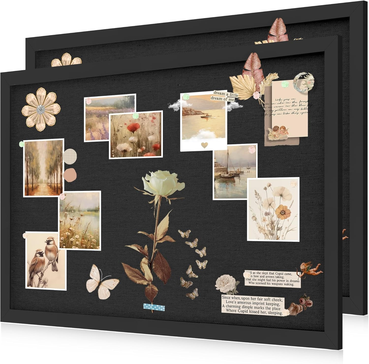 2 Pack Black Cork Board Bulletin Board with Linen 20" X 30", Large ...