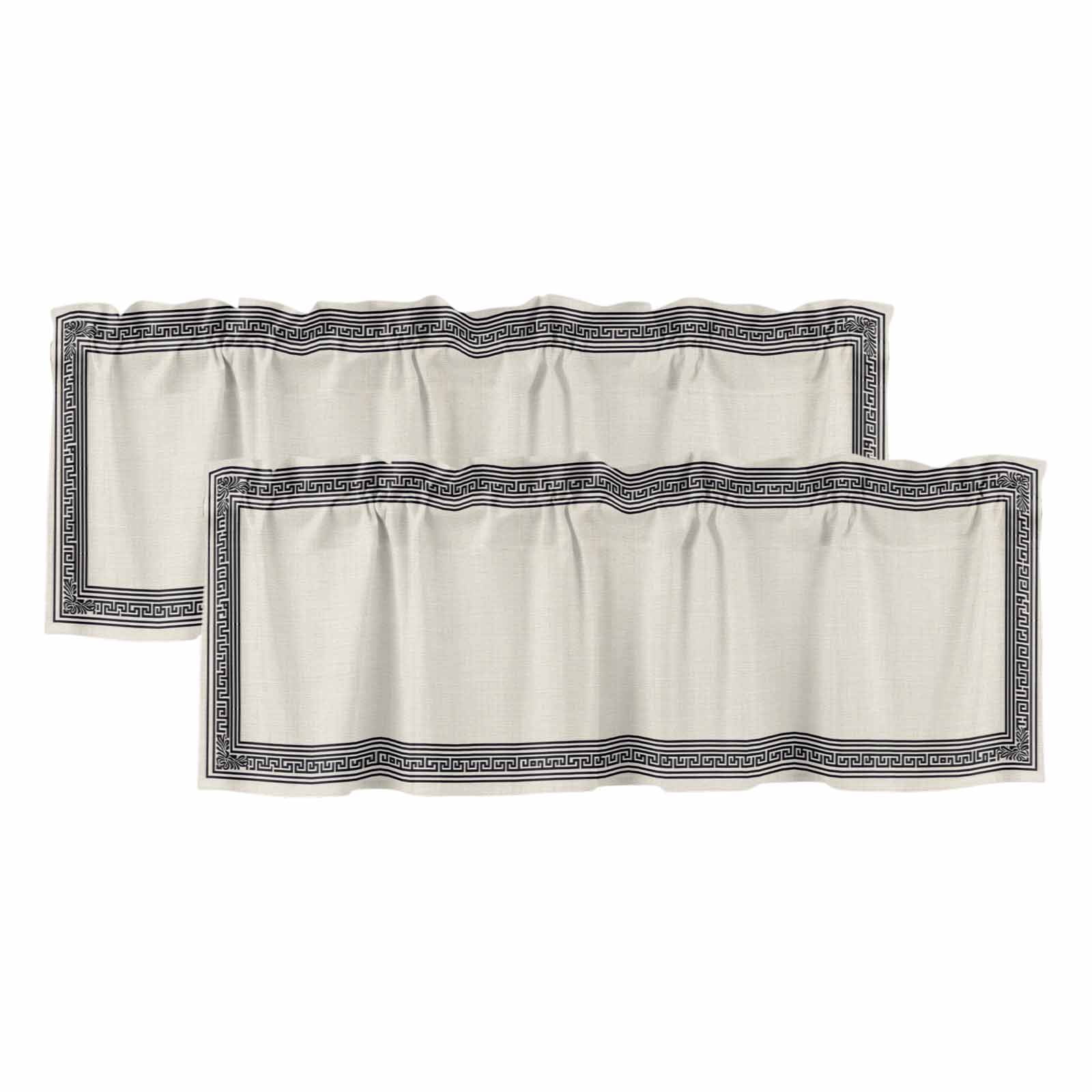 2 Pack Black Cream Greek Key Valances for Windows Bedroom Living Room ...