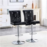 2 Pack Black Crocodile Embossed PVC Leather Bar Stools with Crystal ...
