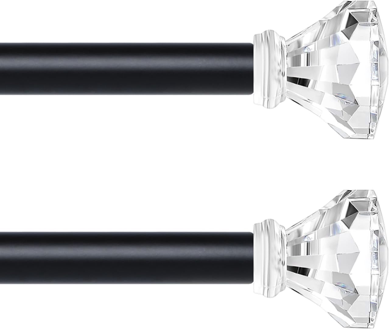 2 Pack Black Curtain Rods 28 To 48 Inch 3/4 Inch Adjustable Curtain Rod ...